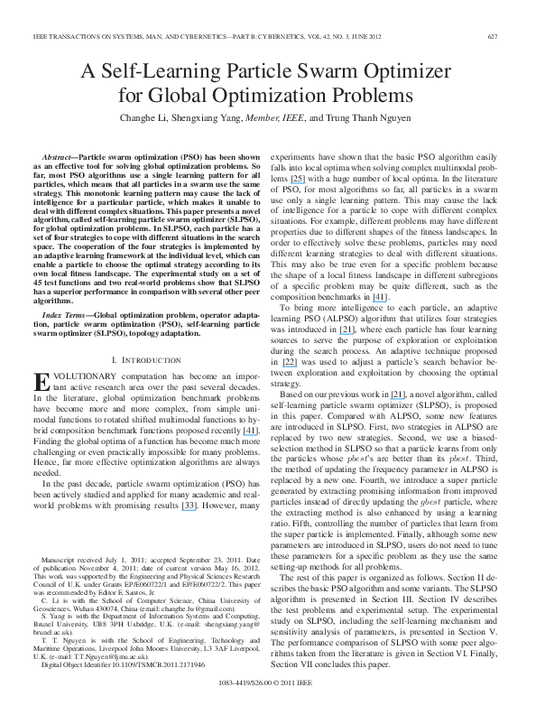 (PDF) A Self-Learning Particle Swarm Optimizer for Global Optimization ...