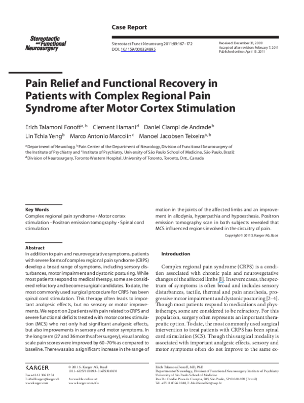 (PDF) Pain Relief and Functional Recovery in Patients with Complex ...