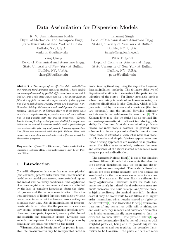 (PDF) Data assimilation for dispersion models