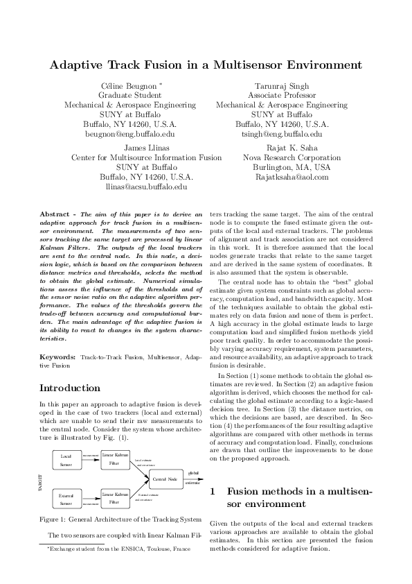 (PDF) Adaptive track fusion in a multisensor environment