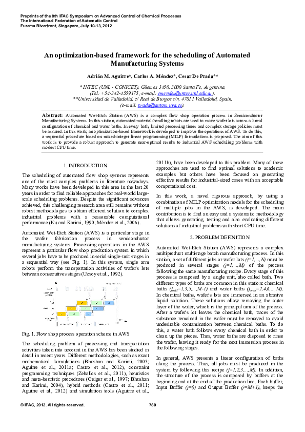 (PDF) An optimization-based framework for the scheduling of Automated Manufacturing Systems
