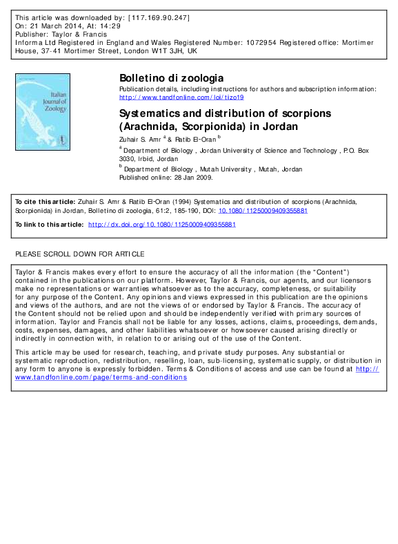(PDF) Systematics and distribution of scorpions (Arachnida, Scorpionida ...