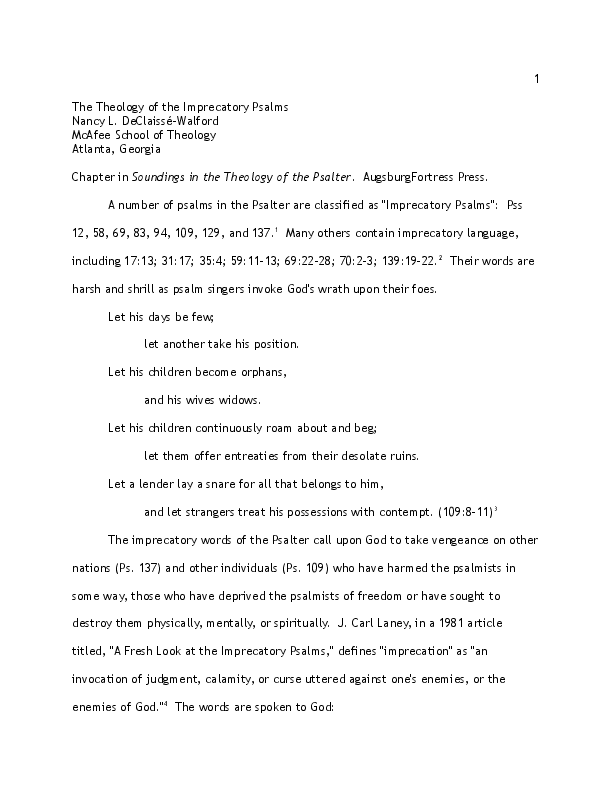 (DOC) The Theology of the Imprecatory Psalms