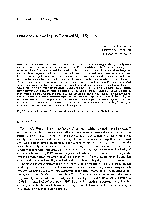 (PDF) Primate sexual swellings as coevolved signal systems