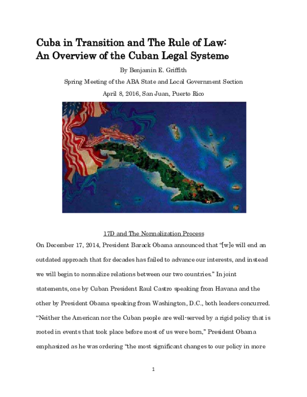 (PDF) Cuba in Transition and The Rule of Law: An Overview of the Cuban ...