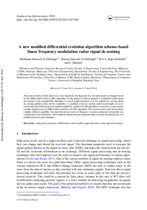 (PDF) A new modified differential evolution algorithm scheme-based linear frequency modulation ...