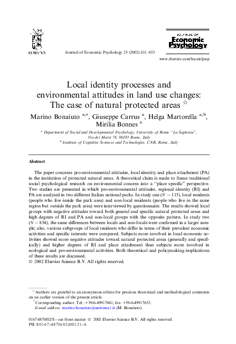 (PDF) Local identity processes and environmental attitudes in land use ...