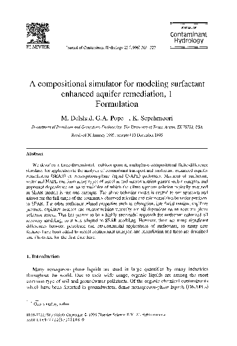Pdf A Compositional Simulator For Modeling Surfactant Enhanced