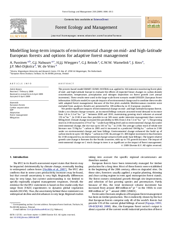 (PDF) Modelling long-term impacts of environmental change on mid- and ...