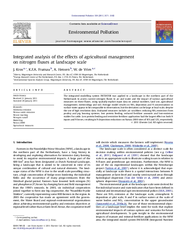 (PDF) Integrated analysis of the effects of agricultural management and ... (PDF) Integrated analysis of the effects of agricultural management and ...