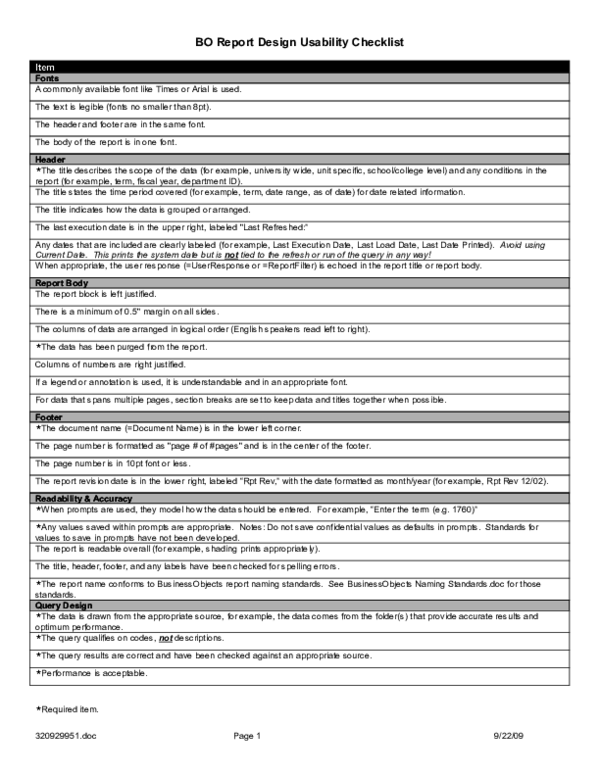 (DOC) BO Report Design Usability Checklist | imam syafii - Academia.edu