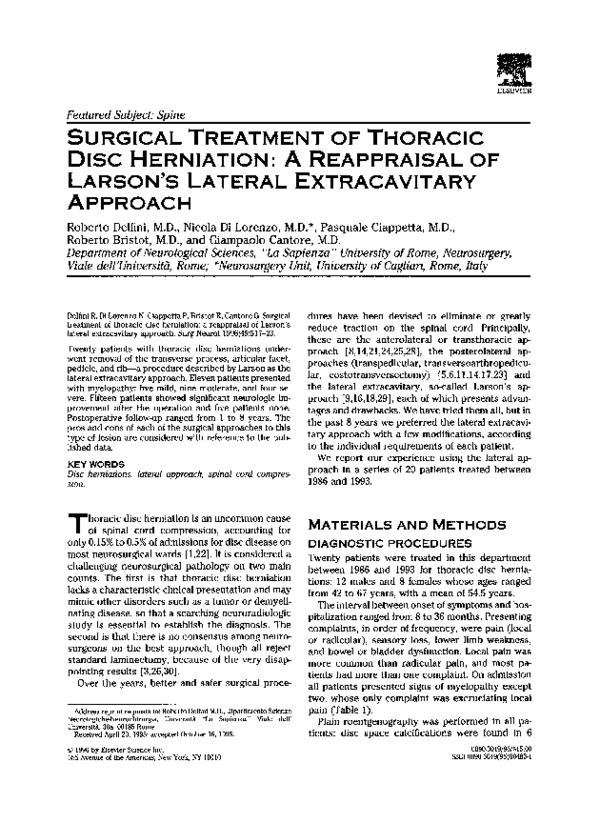 (PDF) Anterior thoracic foraminotomy through mini-thoracotomy for the ...