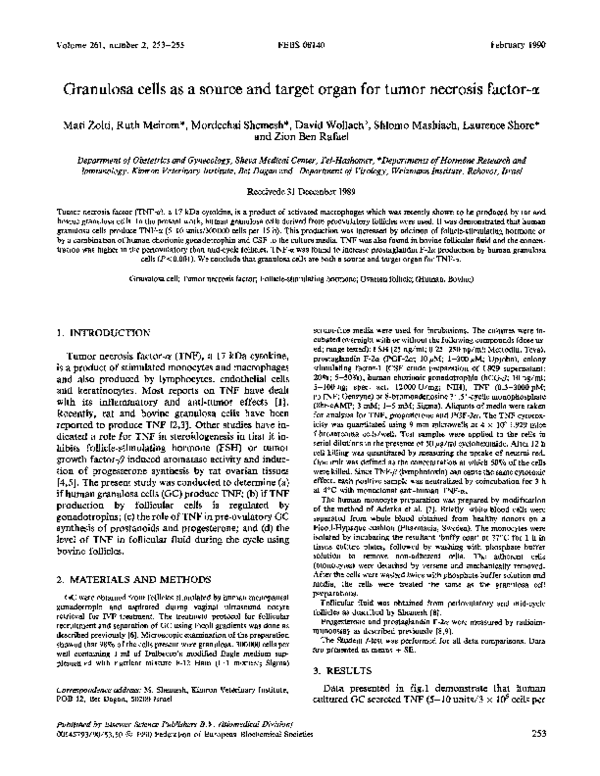 (PDF) Granulosa cells as a source and target organ for tumor necrosis ...