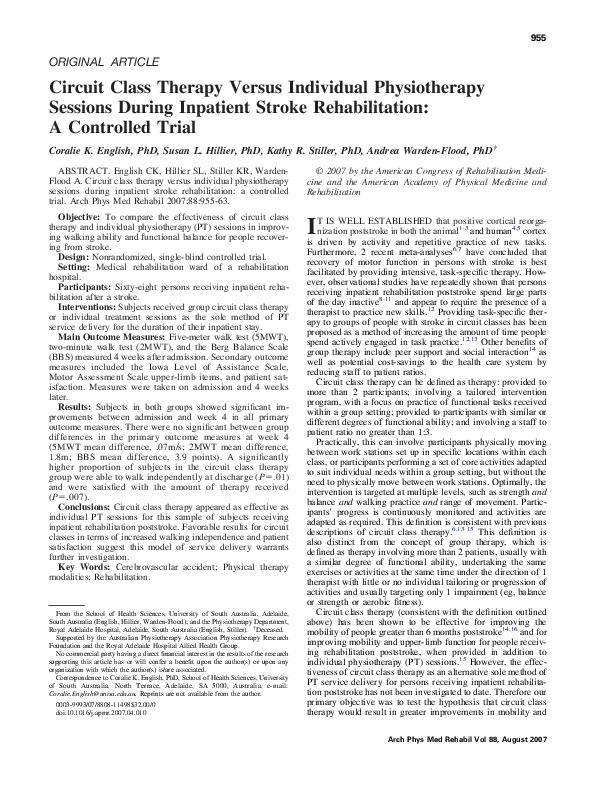 (PDF) Circuit class therapy versus individual physiotherapy sessions ...