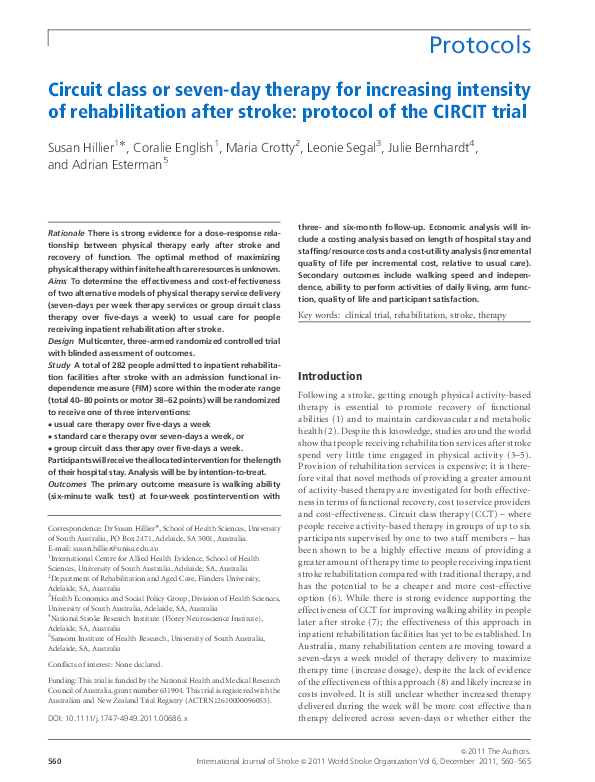 (PDF) Circuit class or seven-day therapy for increasing intensity of ...