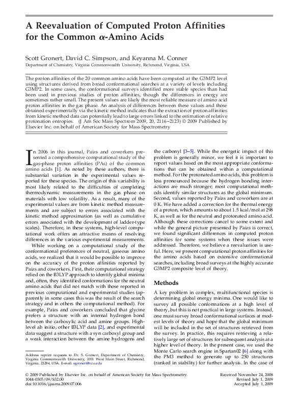 (PDF) A Reevaluation of Computed Proton Affinities for the Common alpha ...