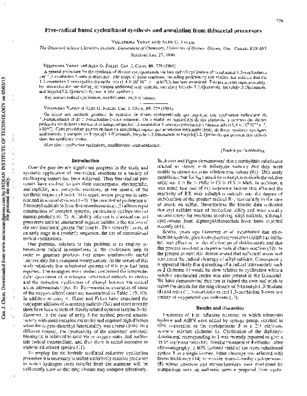 (PDF) Free-radical based cycloalkanol synthesis and annulation from ...