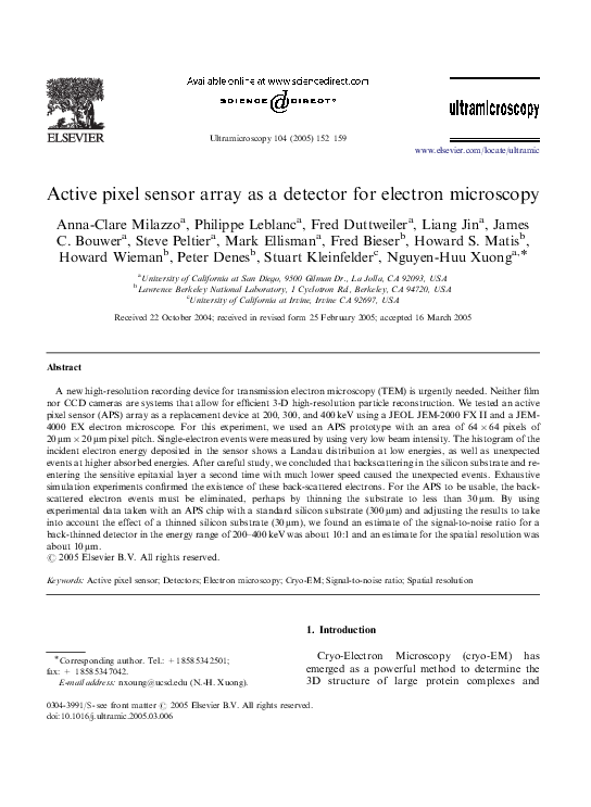Pdf Active Pixel Sensor Array As A Detector For Electron Microscopy