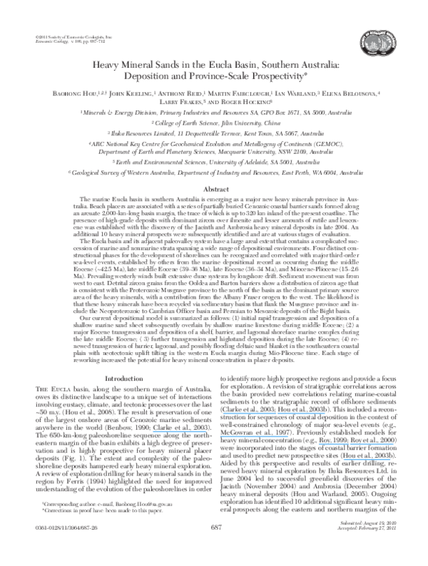 (PDF) Heavy mineral sands in the Eucla Basin, Southern Australia ...