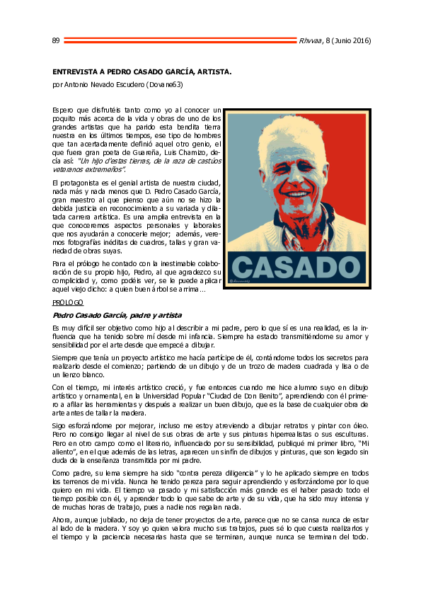 (PDF) Entrevista a Pedro Casado García. Artísta