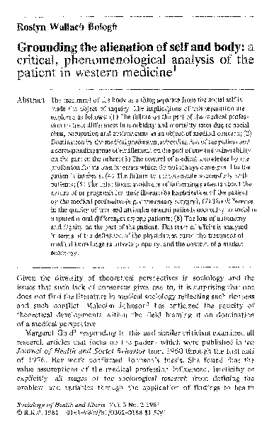 (PDF) Grounding the alienation of self and body: a critical ...