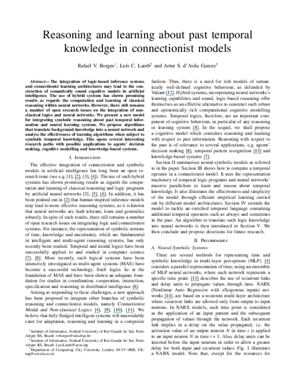 (PDF) Reasoning and Learning About Past Temporal Knowledge in Connectionist Models