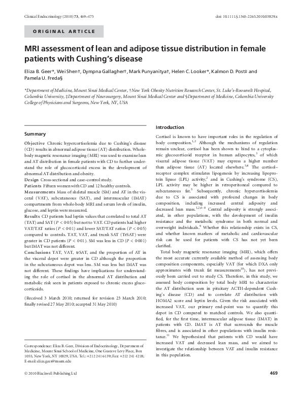 (PDF) MRI assessment of lean and adipose tissue distribution in female ...