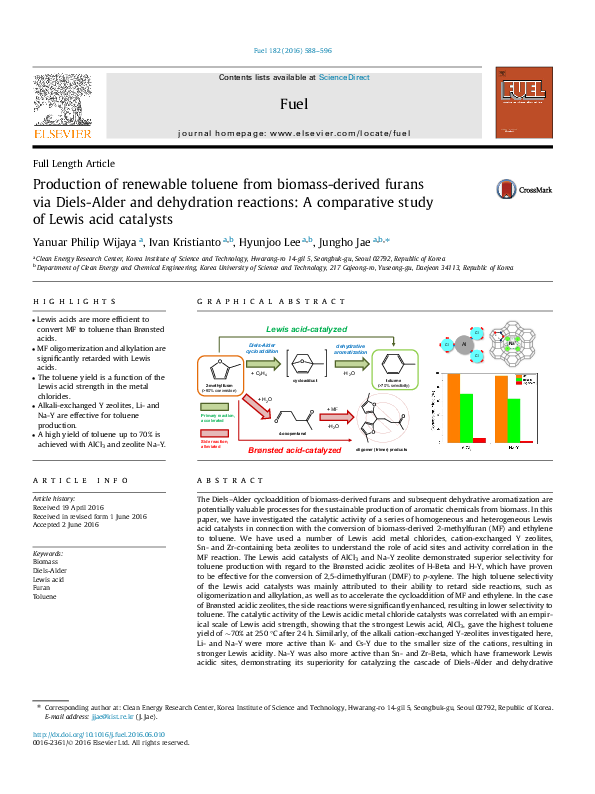 (PDF) Production of renewable toluene from biomass-derived furans via Diels-Alder and ...
