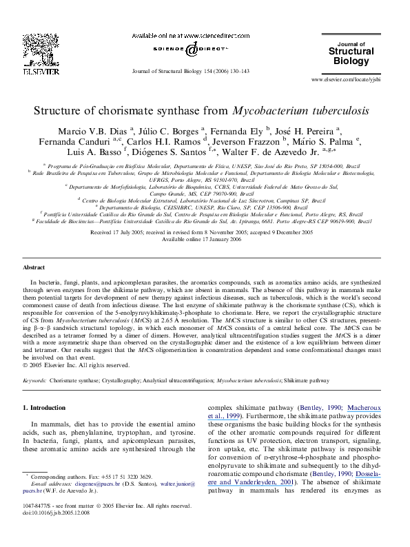 (PDF) Structure of chorismate synthase from Mycobacterium tuberculosis