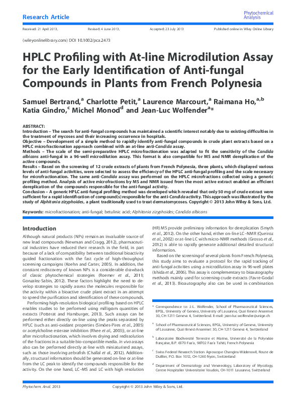 (PDF) HPLC Profiling with At-line Microdilution Assay for the Early ...