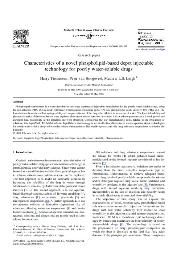 (PDF) Injectable Lipid-Based Depot Formulations: Where Do We Stand ...
