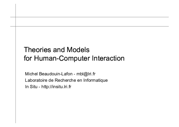 (PDF) Theories and Models for Human-Computer Interaction