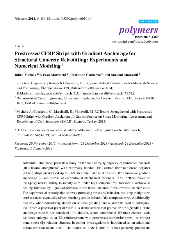 (PDF) Prestressed CFRP Strips with Gradient Anchorage for Structural Concrete Retrofitting ...