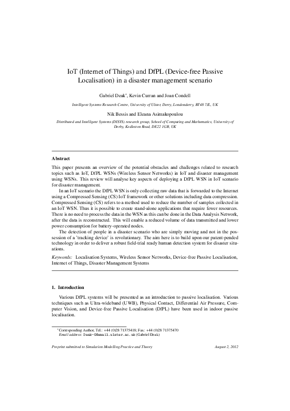 (PDF) IoTs (Internet of Things) and DfPL (Device-free Passive ...