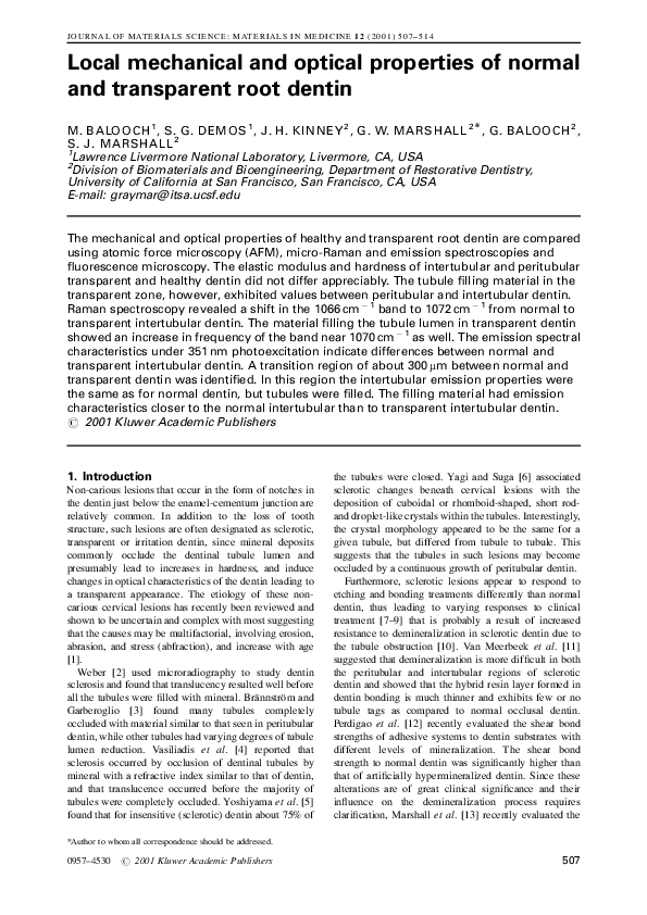 (PDF) Local mechanical and optical properties of normal and transparent ...