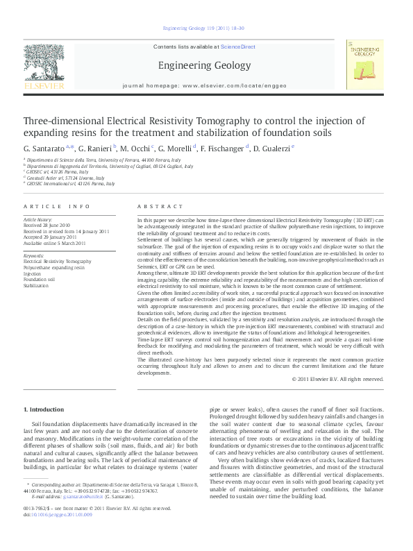 (PDF) Three-dimensional Electrical Resistivity Tomography to control the injection of expanding ...