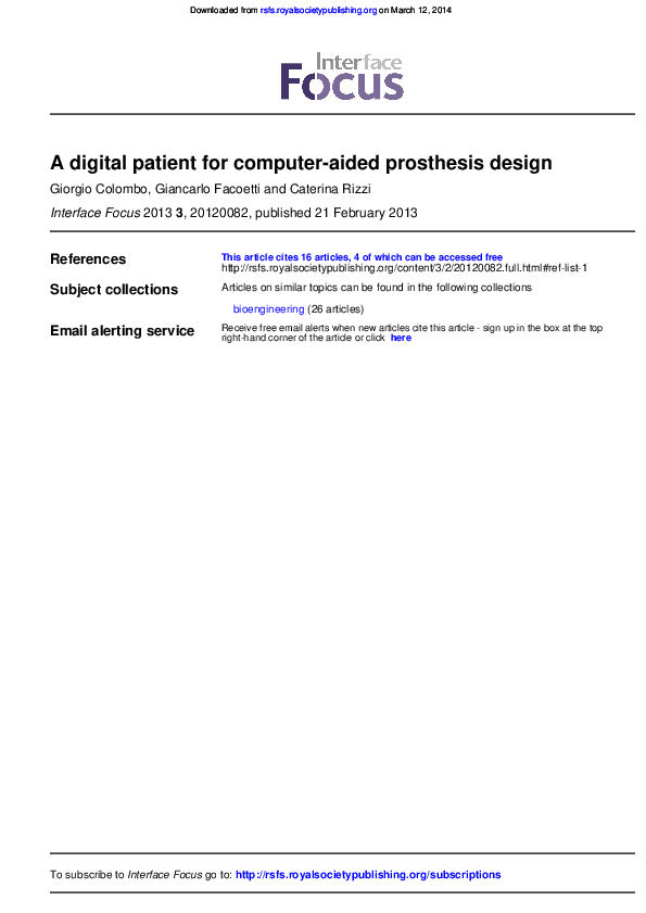 (PDF) A digital patient for computer-aided prosthesis design