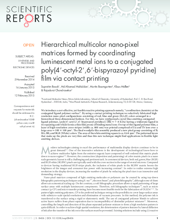 (PDF) Hierarchical multicolor nano-pixel matrices formed by ...