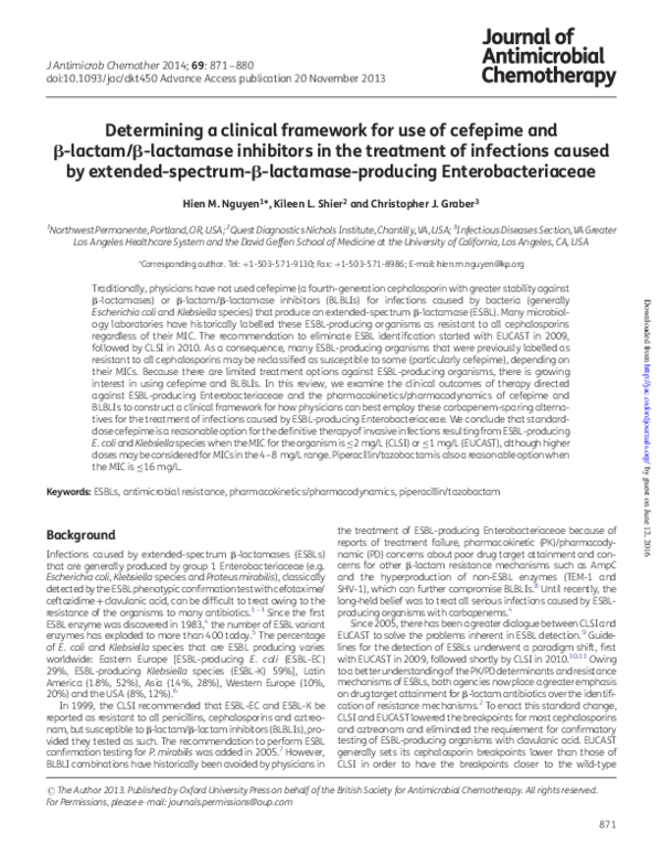 Pdf Sensitivity Pattern Of Gram Negative Bacteria To The New β Lactam β Lactamase Inhibitor