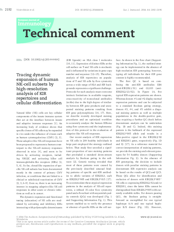 (PDF) Tracing dynamic expansion of human NK-cell subsets by high ...