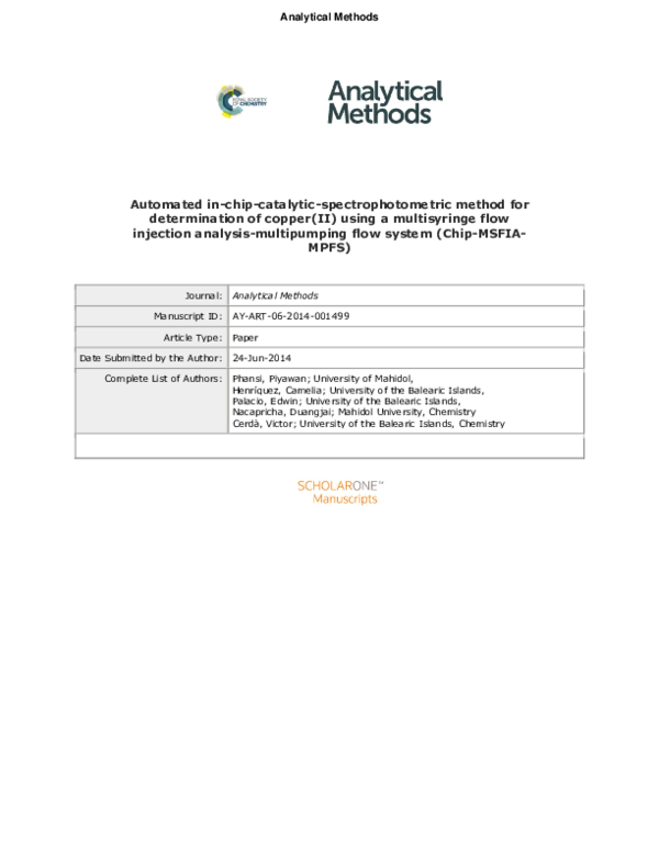 (PDF) An automated in-chip-catalytic–spectrophotometric method for determination of copper( ii ...