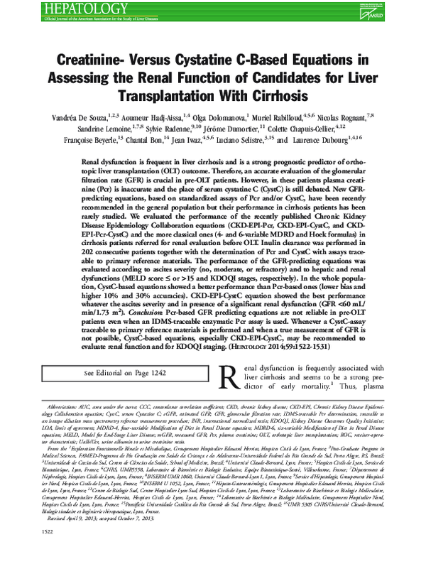 (PDF) Creatinine- versus cystatine C-based equations in assessing the ...