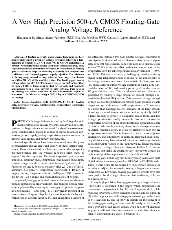 (PDF) A very high precision 500-nA CMOS floating-gate analog voltage ...