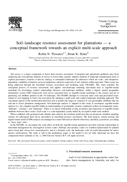 (PDF) Soil–landscape resource assessment for plantations — a conceptual ...