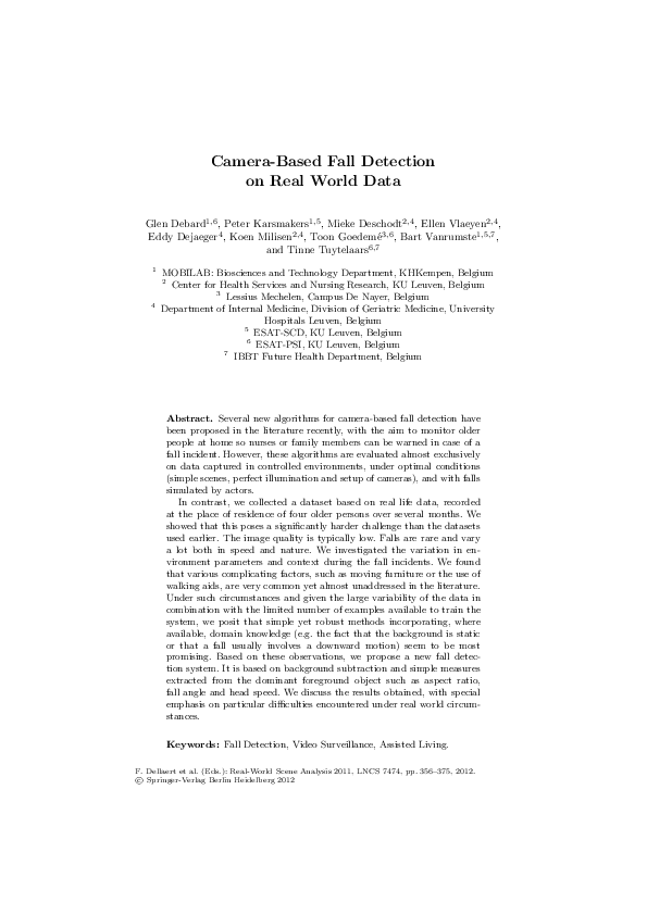 (PDF) Camera-Based Fall Detection on Real World Data