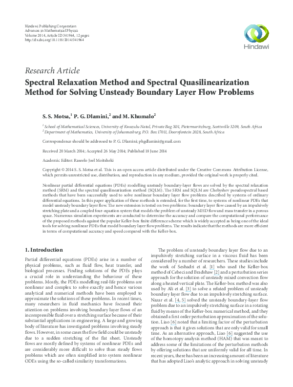 Pdf Spectral Relaxation Method And Spectral Quasilinearization Method