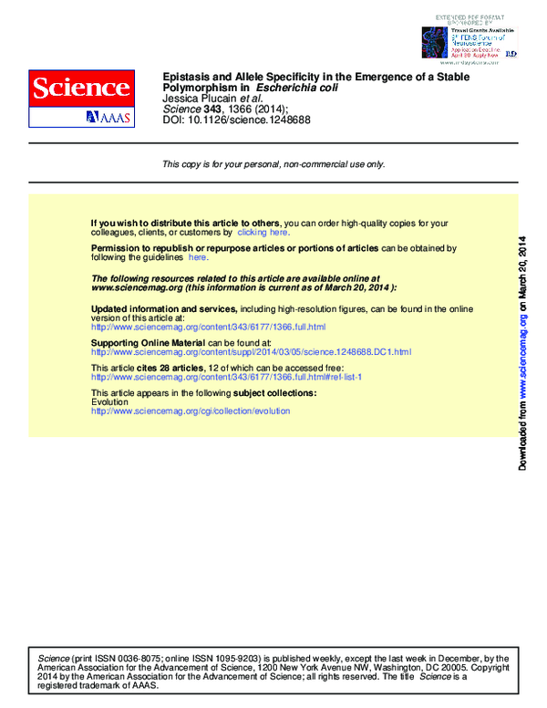 (PDF) Epistasis and Allele Specificity in the Emergence of a Stable ...