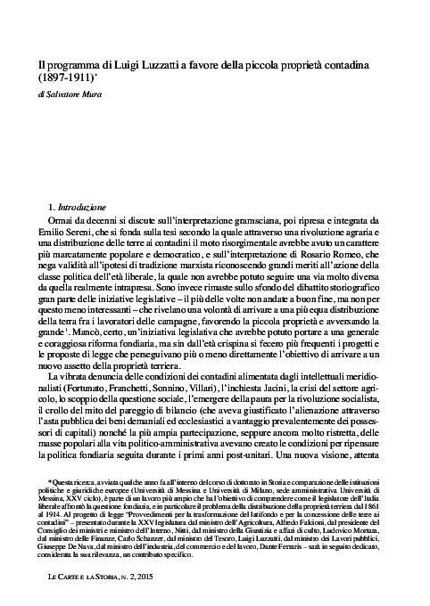 (PDF) Il programma di Luigi Luzzatti a favore della piccola proprietà ...