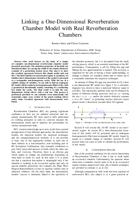 (PDF) Linking a one-dimensional reverberation chamber model with real ...