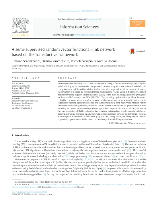 Pdf Semi Supervised Rvfl Network For Transductive Learning